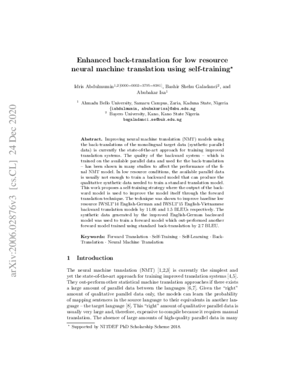 (PDF) Enhanced back-translation for low resource neural machine ...