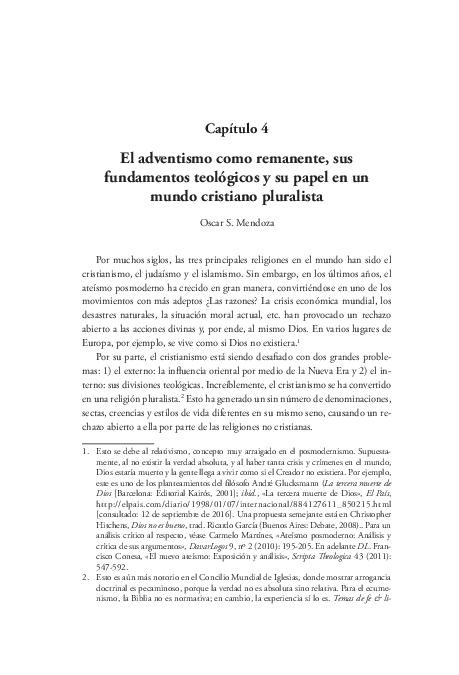 (PDF) “El adventismo como remanente, sus fundamentos teológicos y su ...