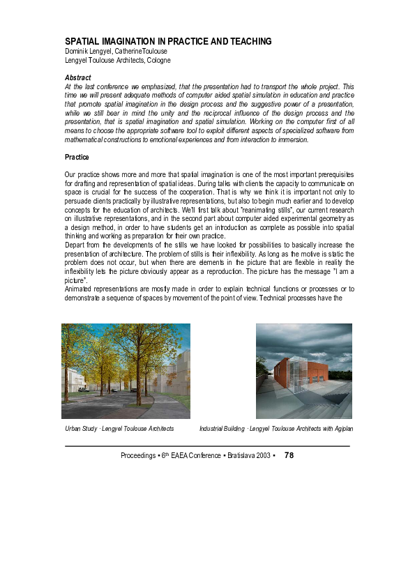 (PDF) Spatial Imagination in Practice and Teaching