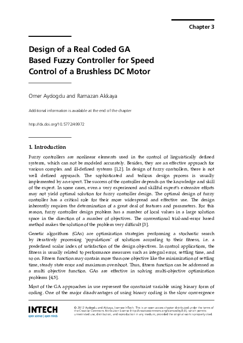 (PDF) Design of a Real Coded GA Based Fuzzy Controller for Speed ...
