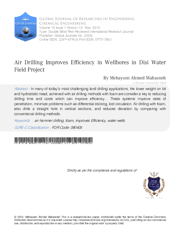 (PDF) Air Drilling Improves Efficiency in Wellbores in Disi Water Field ...