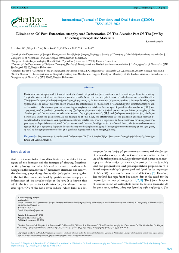 (PDF) Elimination Of Post-Extraction Atrophy And Deformation Of The ...