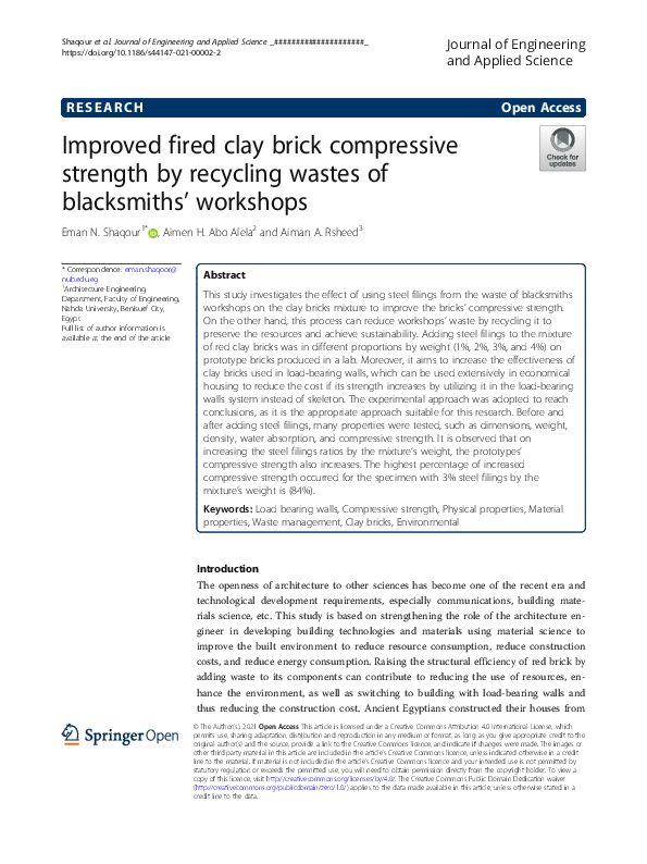 (PDF) Improved fired clay brick compressive strength by recycling ...