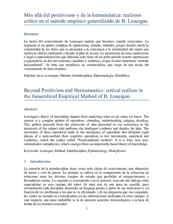(DOC) Más allá del positivismo y de la hermenéutica: realismo crítico en el método empírico ...