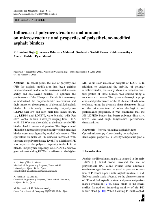(PDF) Influence of polymer structure and amount on microstructure and ...