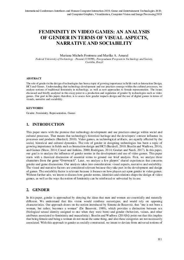 (PDF) Femininity in Video Games: An Analysis of Gender in Terms of ...