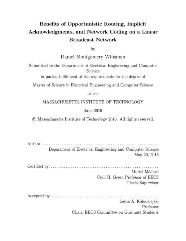 (PDF) Benefits of Opportunistic Routing, Implicit Acknowledgments, and ...