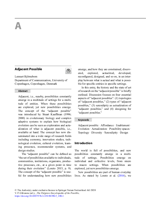(PDF) Adjacent possible