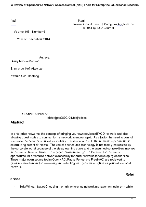 (PDF) A Review of Opensource Network Access Control (NAC) Tools for ...