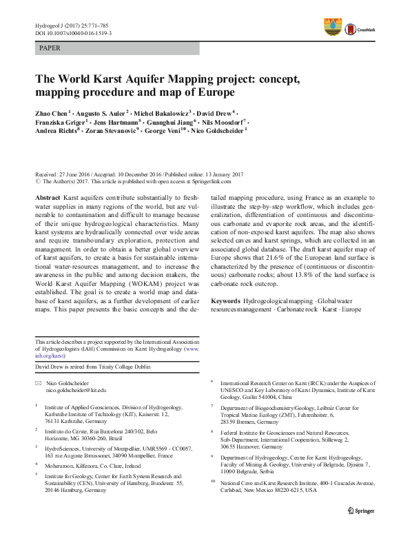 (PDF) The World Karst Aquifer Mapping project: concept, mapping ...