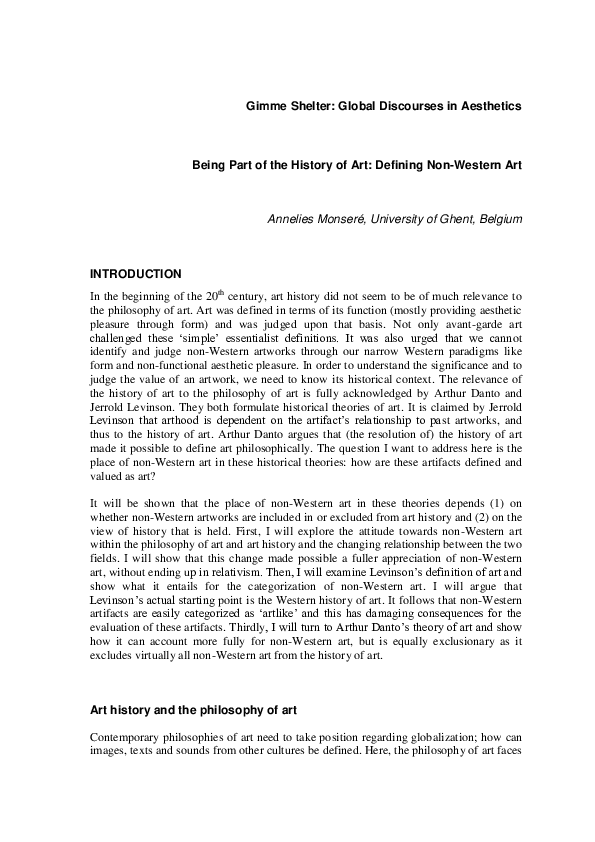 (PDF) Being part of the history of art: defining non-Western art