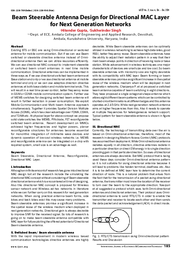 (PDF) Beam Steerable Antenna Design for Directional MAC Layer for Next ...