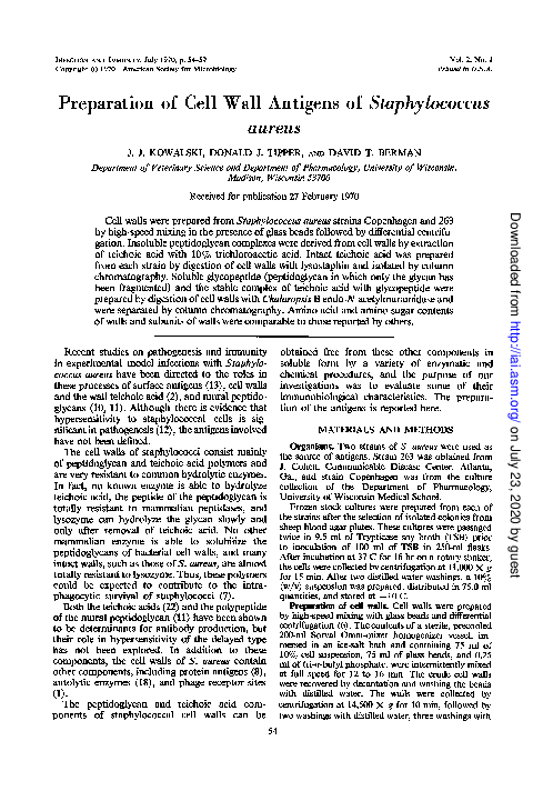 (PDF) Preparation of cell wall antigens of Staphylococcus aureus