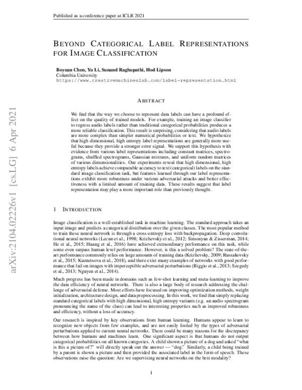 (PDF) Beyond Categorical Label Representations for Image Classification