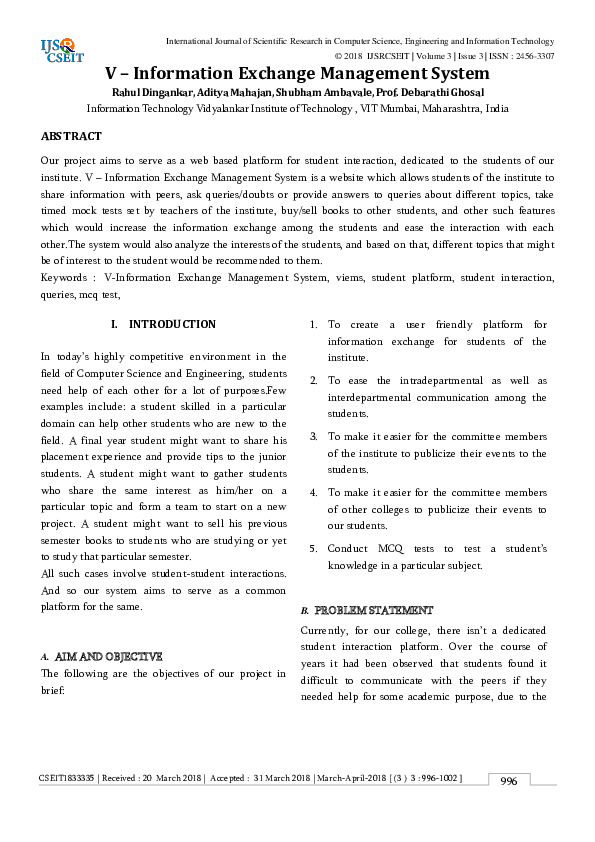(PDF) V-Information Exchange Management System
