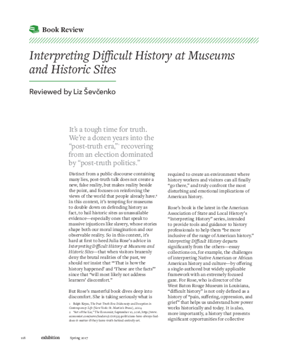 (PDF) Interpreting Difficult History at Museums and Historic Sites by ...
