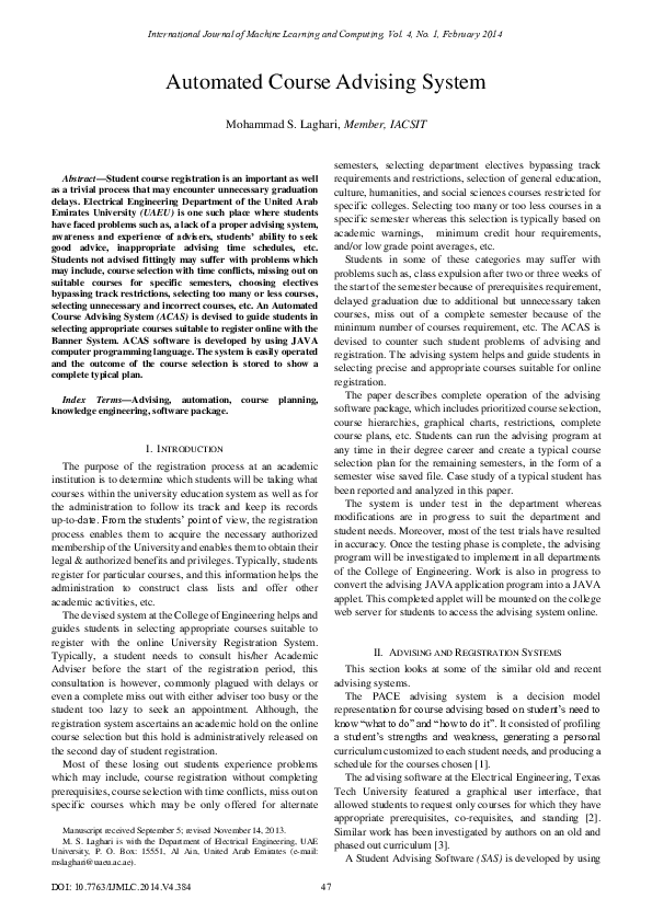 (PDF) Automated Course Advising System