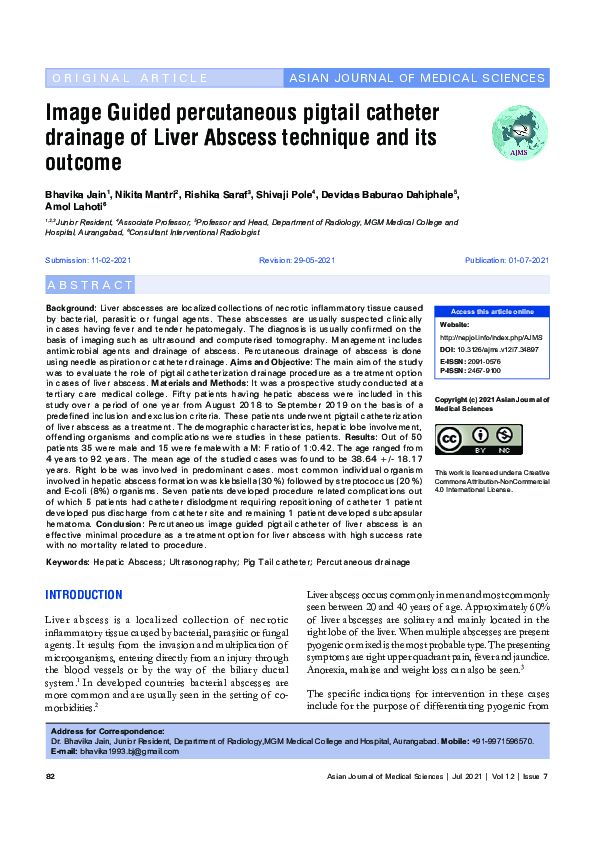 (PDF) Image Guided percutaneous pigtail catheter drainage of Liver ...