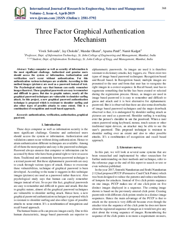 (PDF) Three Factor Graphical Authentication Mechanism