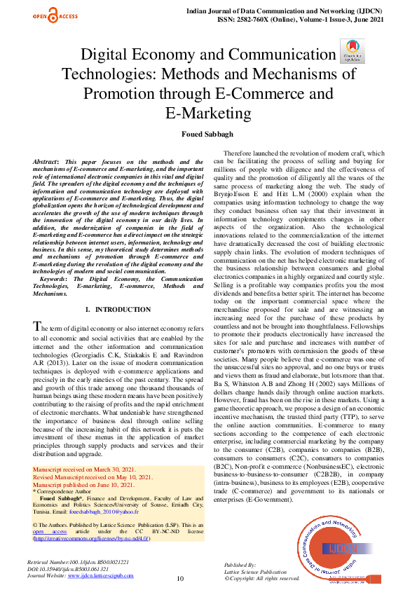 (PDF) Digital Economy and Communication Technologies: Methods and ...