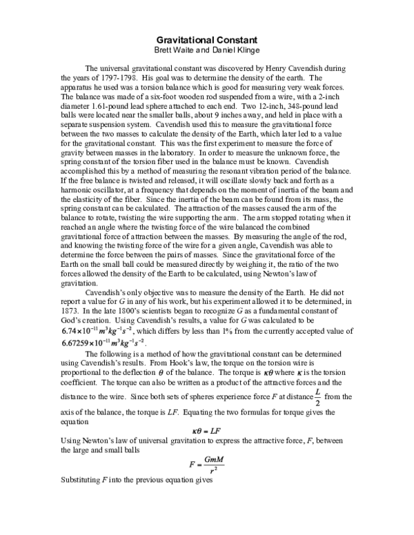 (PDF) The Gravitational Constant