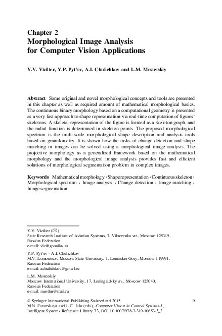 Pdf Morphological Image Analysis For Computer Vision Applications