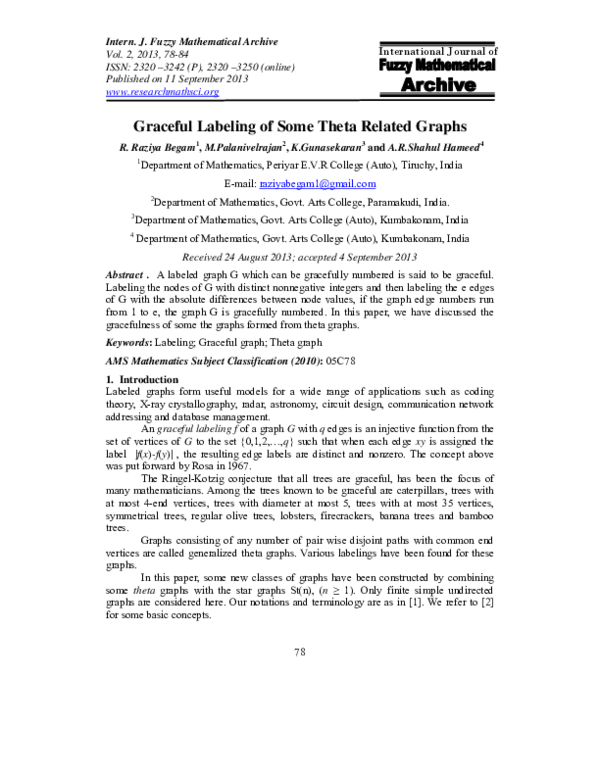 (PDF) Graceful Labeling of Some Theta Related Graphs