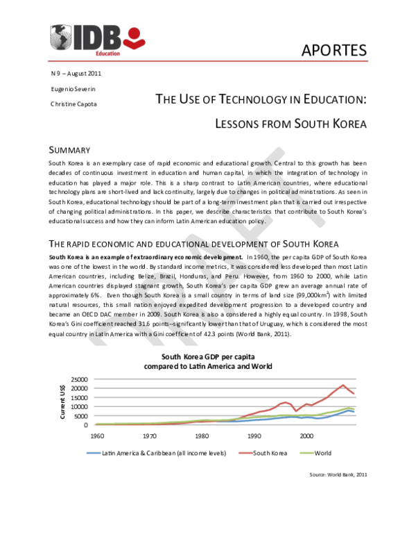 (PDF) The use of technology in education Lessons form South Korea