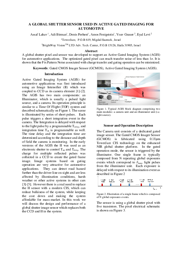 (PDF) A Global Shutter Sensor Used in Active Gated Imaging for Automotive