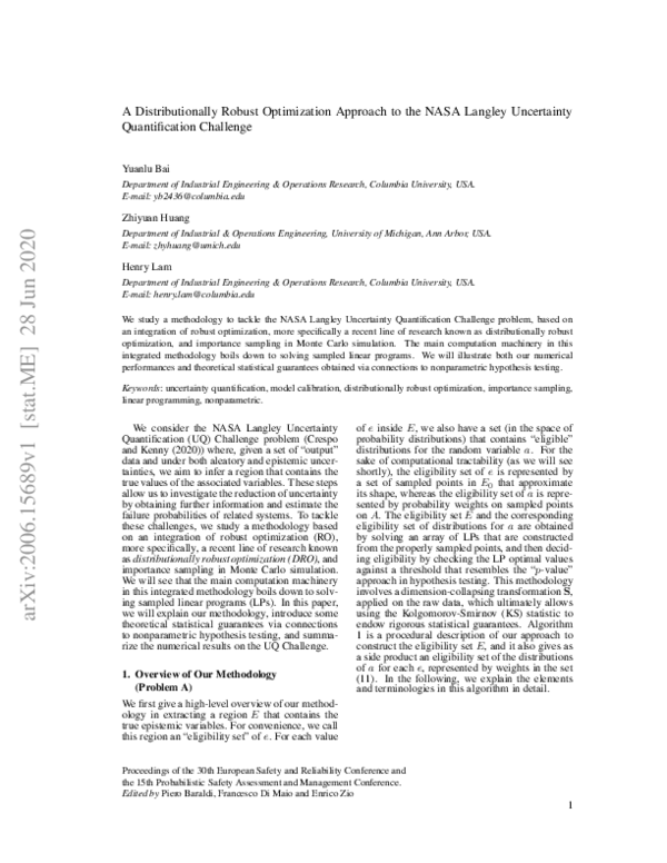 (PDF) A Distributionally Robust Optimization Approach to the NASA ...