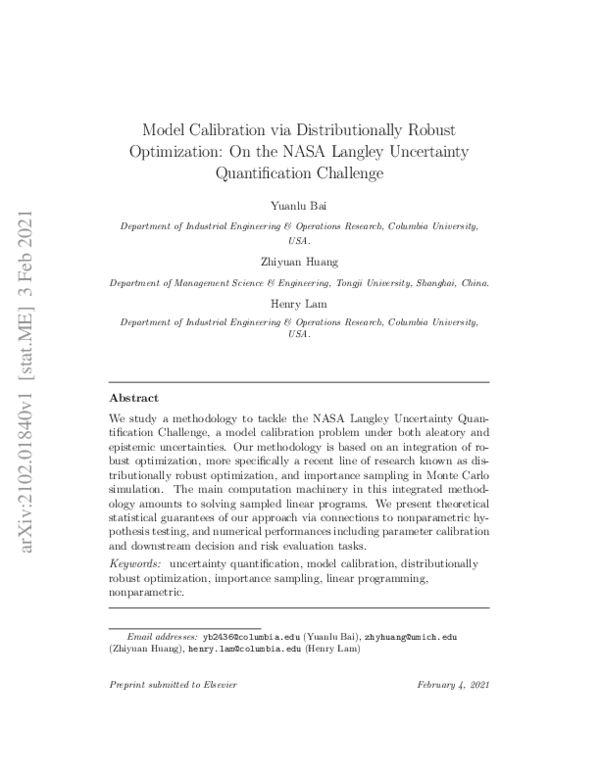 (PDF) Model calibration via distributionally robust optimization: On ...