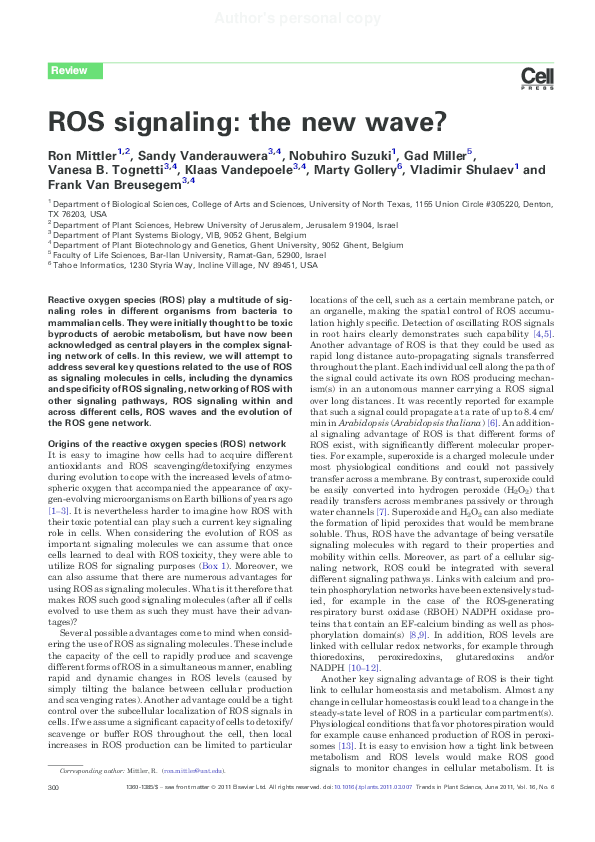 (PDF) ROS signaling: the new wave?