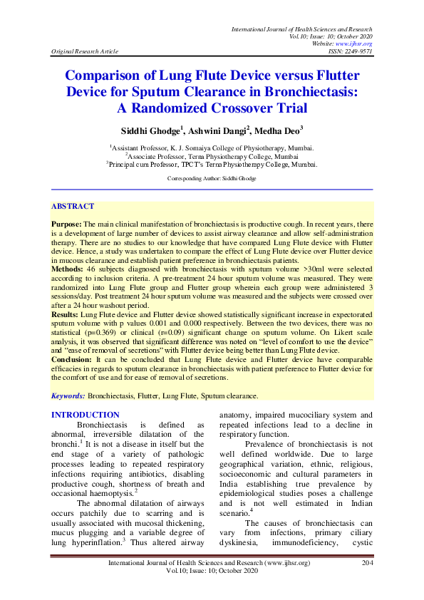 (PDF) Comparison of Lung Flute Device versus Flutter Device for Sputum ...