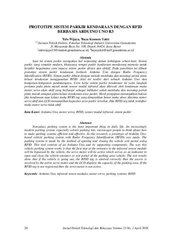 (PDF) Prototipe Sistem Parkir Kendaraan Dengan Rfid Berbasis Arduino Uno R3