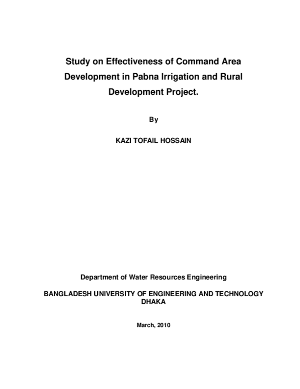(PDF) Study on effectiveness of command area development in Pabna ...