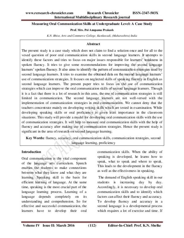 (PDF) Measuring Oral Communication Skills at Undergraduate Level: A ...