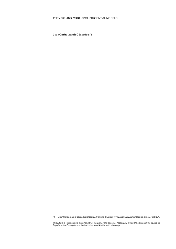 (PDF) Provisioning Models vs. Prudential Models