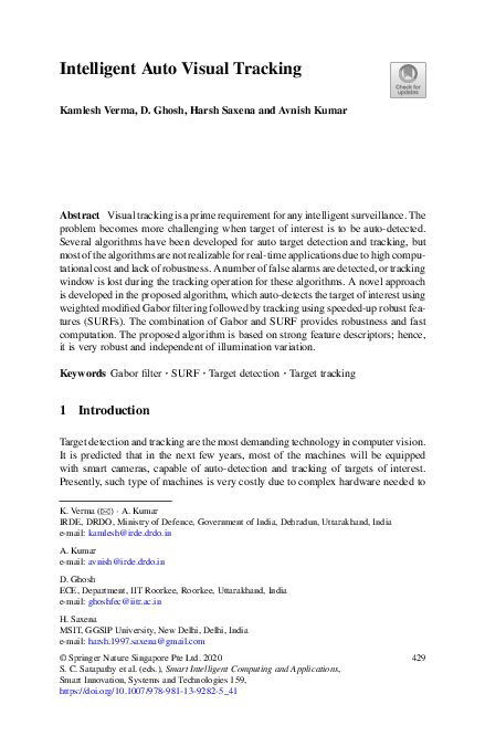 (PDF) Intelligent Auto Visual Tracking