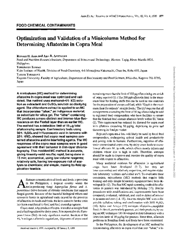 (PDF) Optimization and validation of a minicolumn method for ...