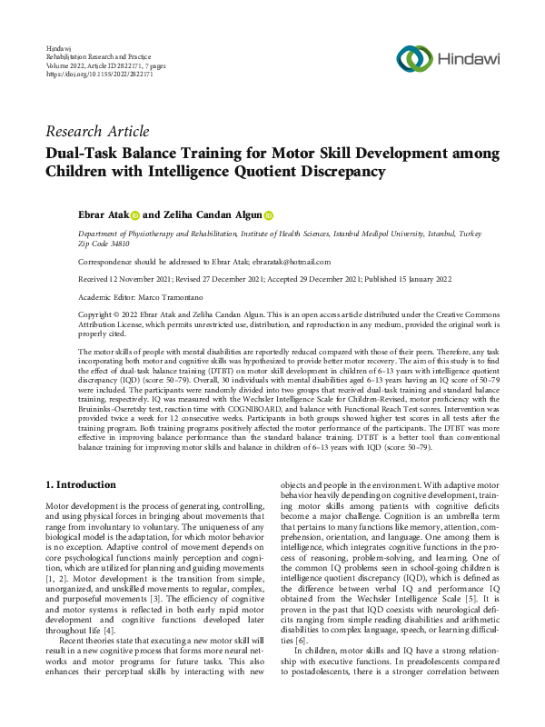 (PDF) Dual-Task Balance Training for Motor Skill Development among ...