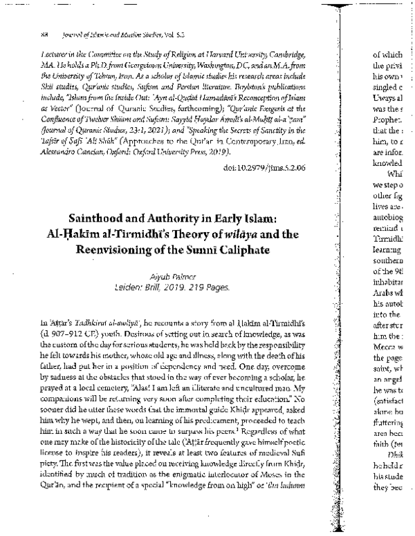 (PDF) Review of Sainthood and Authority in Early Islam: Al-Hakim al ...