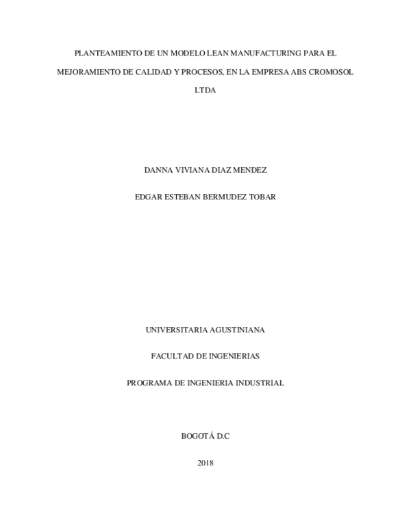 (PDF) Planteamiento de un modelo Lean Manufacturing para el ...