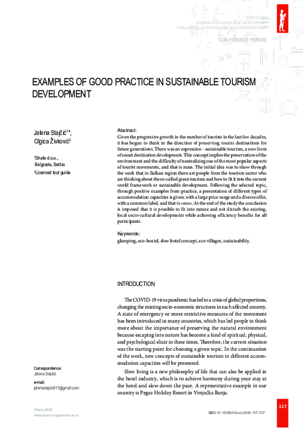 (PDF) Examples of Good Practice in Sustainable Tourism Development
