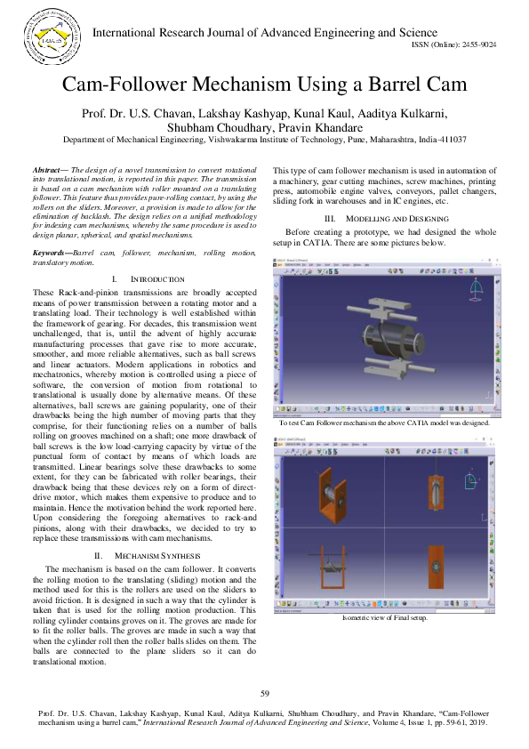 (PDF) Cam-Follower Mechanism Using a Barrel Cam