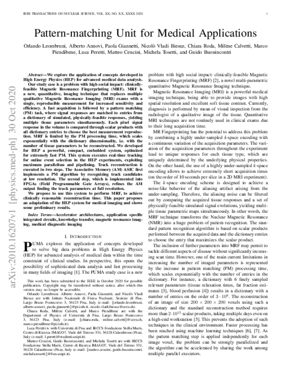 (PDF) Pattern-Matching Unit for Medical Applications