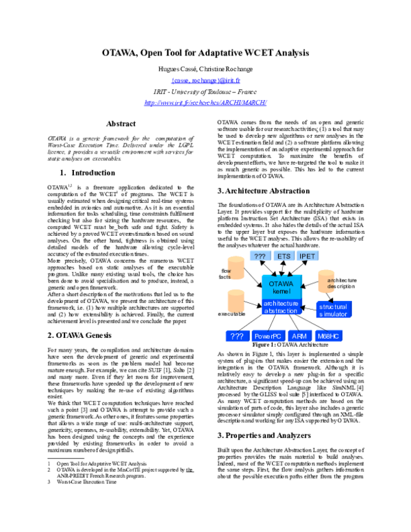 (PDF) OTAWA , Open Tool for Adaptative WCET Analysis (PDF) OTAWA , Open Tool for Adaptative WCET Analysis