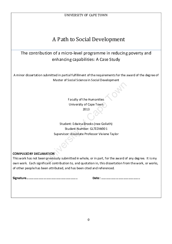 (PDF) A path to social development : the contribution of a micro-level ...