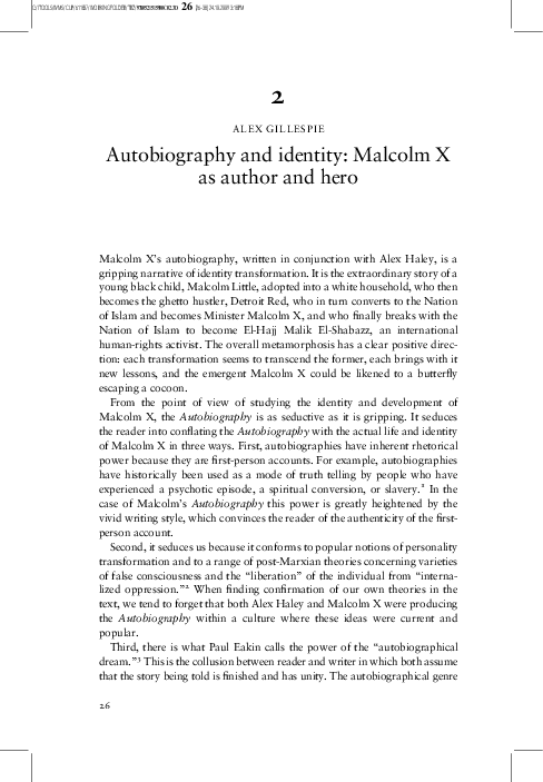 (PDF) Autobiography and Identity: Malcolm X As Author and Hero