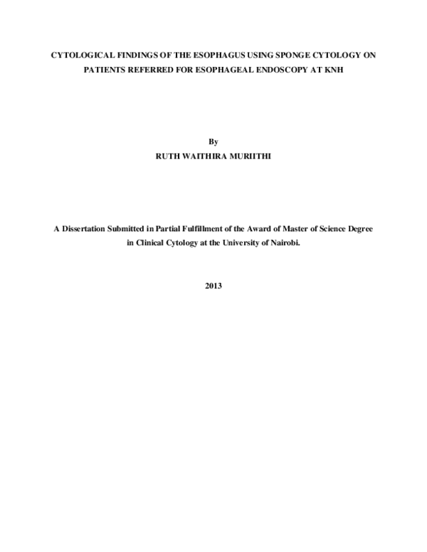 (PDF) Cytological Findings Of The Esophagus Using Sponge Cytology On ...