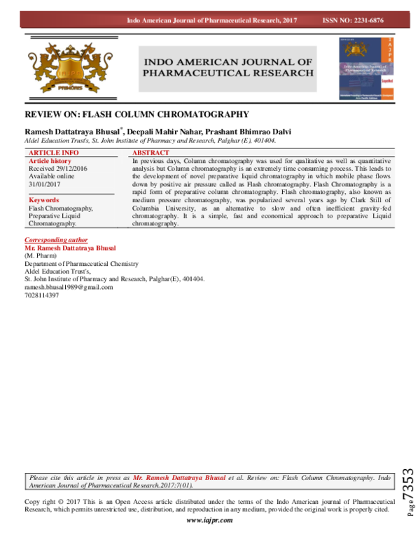 (PDF) Review On: Flash Column Chromatography